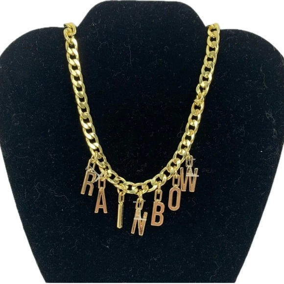 Jewelry | Rh Gold Plated Chain Rainbow Necklace 22l Good Condition ...